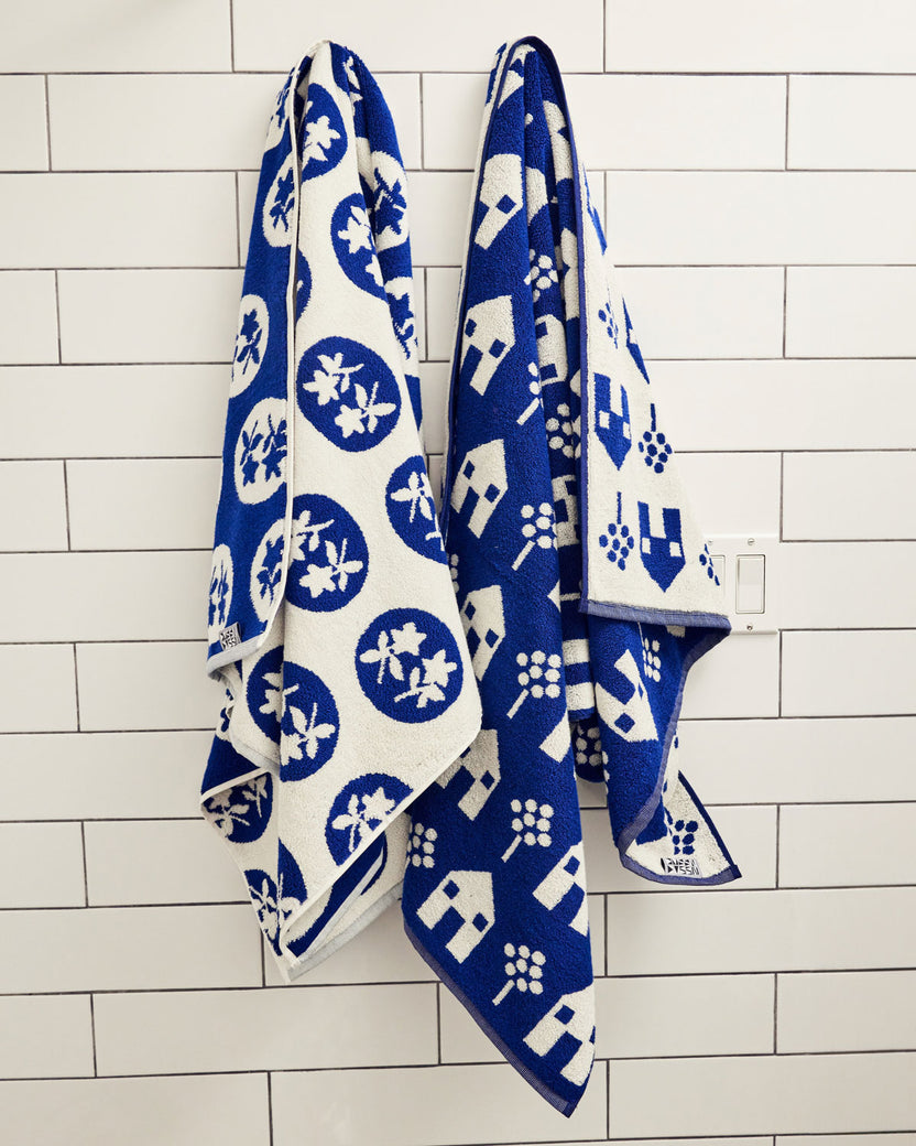 Navy Pattern Towels | Dusen Dusen